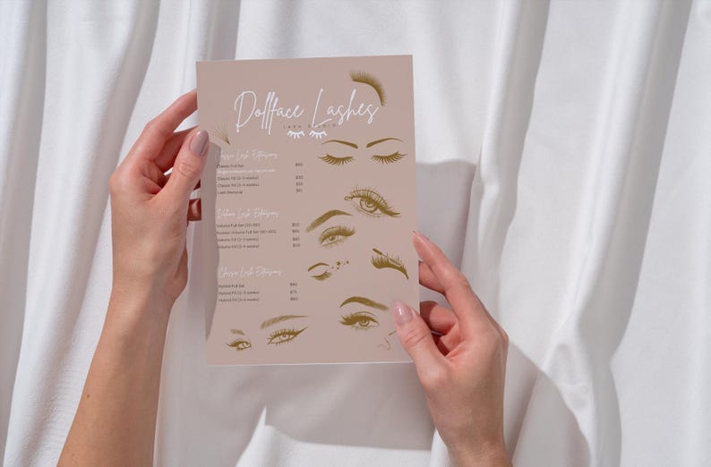 Lash Price List Template Canva, Editable Eyelash Extension Service Menu ...