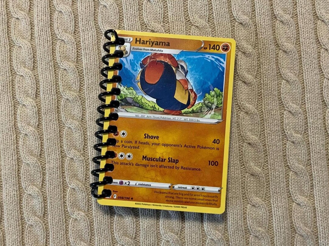 Hariyama Original Pokémon Card Notebook Using Repurposed Genuine ...