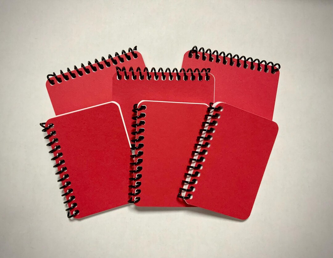Red Miniature Notebooks - Coil Bound on Side, Astrobright Covers, Blank ...