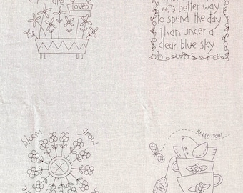 Sunny Days Pre-printed Bunting Embroidery Stitchery Panel 7 Flags ...