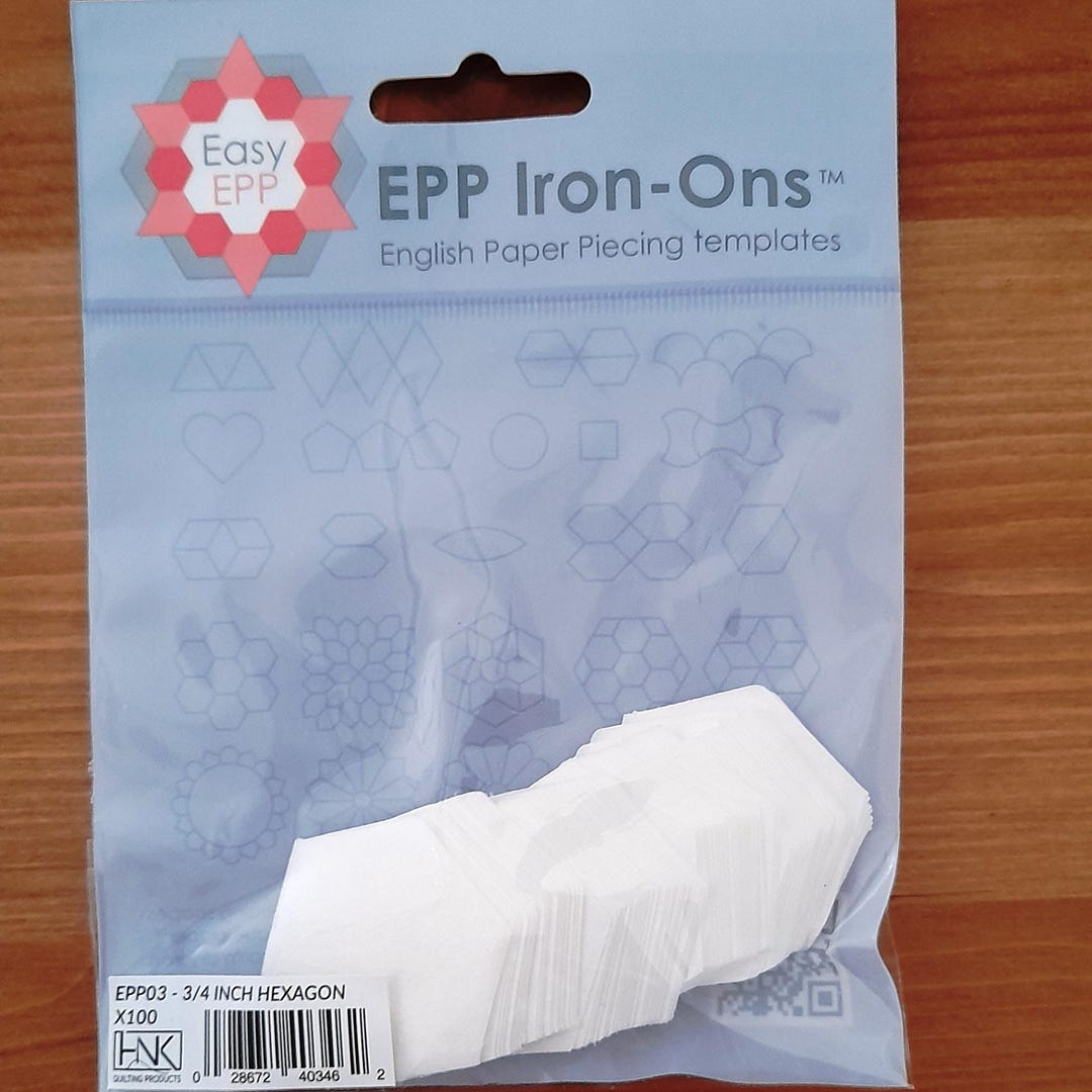 Hexagons 3/4" Pack of 100 EPP Papers Fusible Iron on English Paper ...