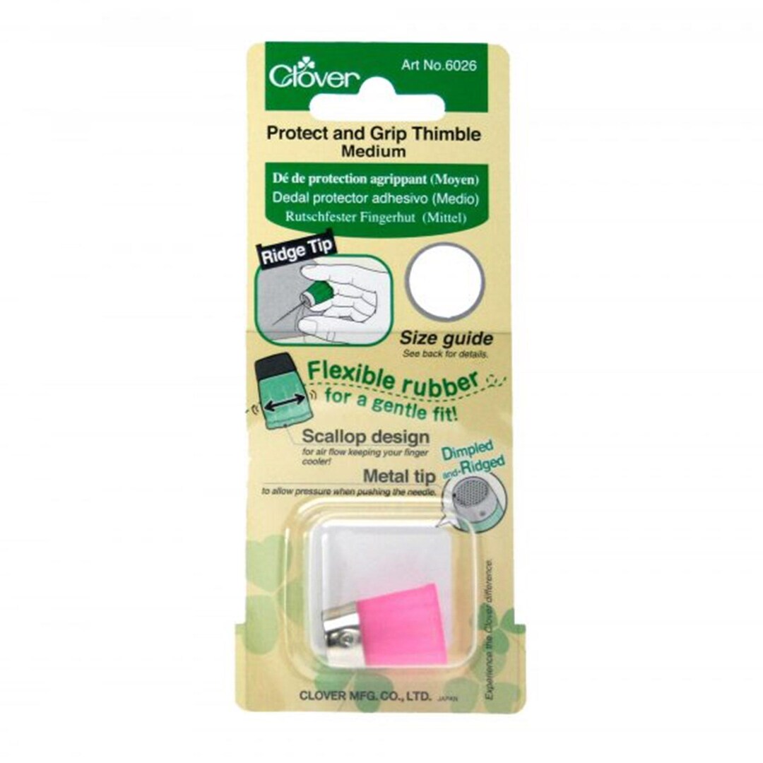 Clover Thimble Protect & Grip Flexible Rubber Metal Tip for Quilting ...