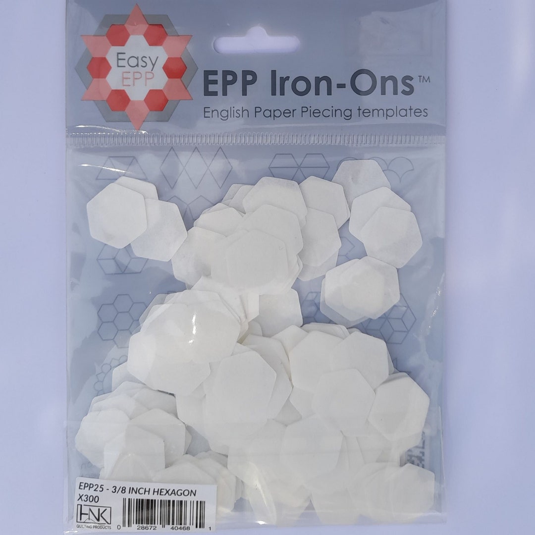 Hexagons 3/8" Pack of 300 EPP Papers Fusible Iron Ons English Paper ...