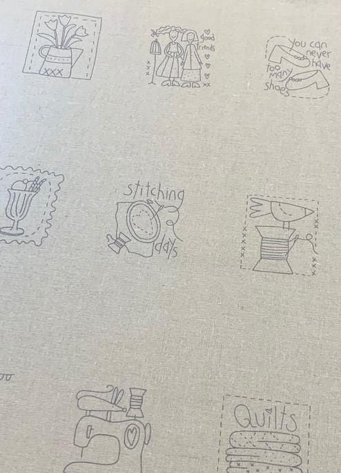 Heartstrings Pre-printed Stitchery Embroidery Panel 30 Designs Cotton ...