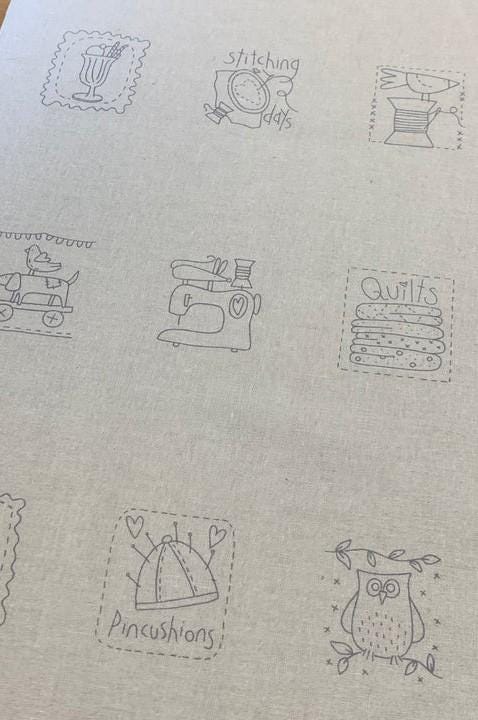 Heartstrings Pre-printed Stitchery Embroidery Panel 30 Designs Cotton ...