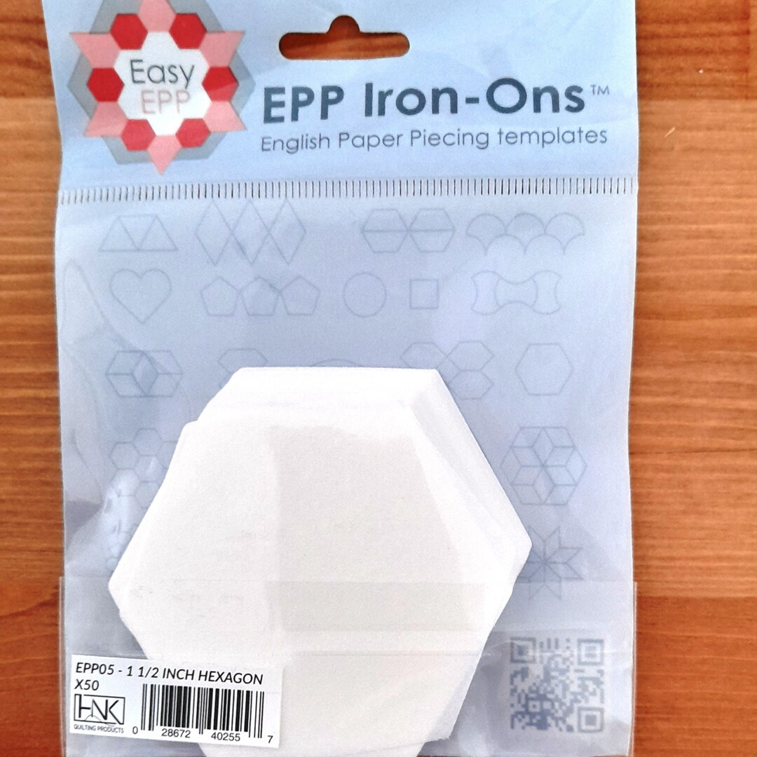 Hexagons 1 & 1/2", Pack of 50 EPP Papers Fusible Iron on English Paper ...