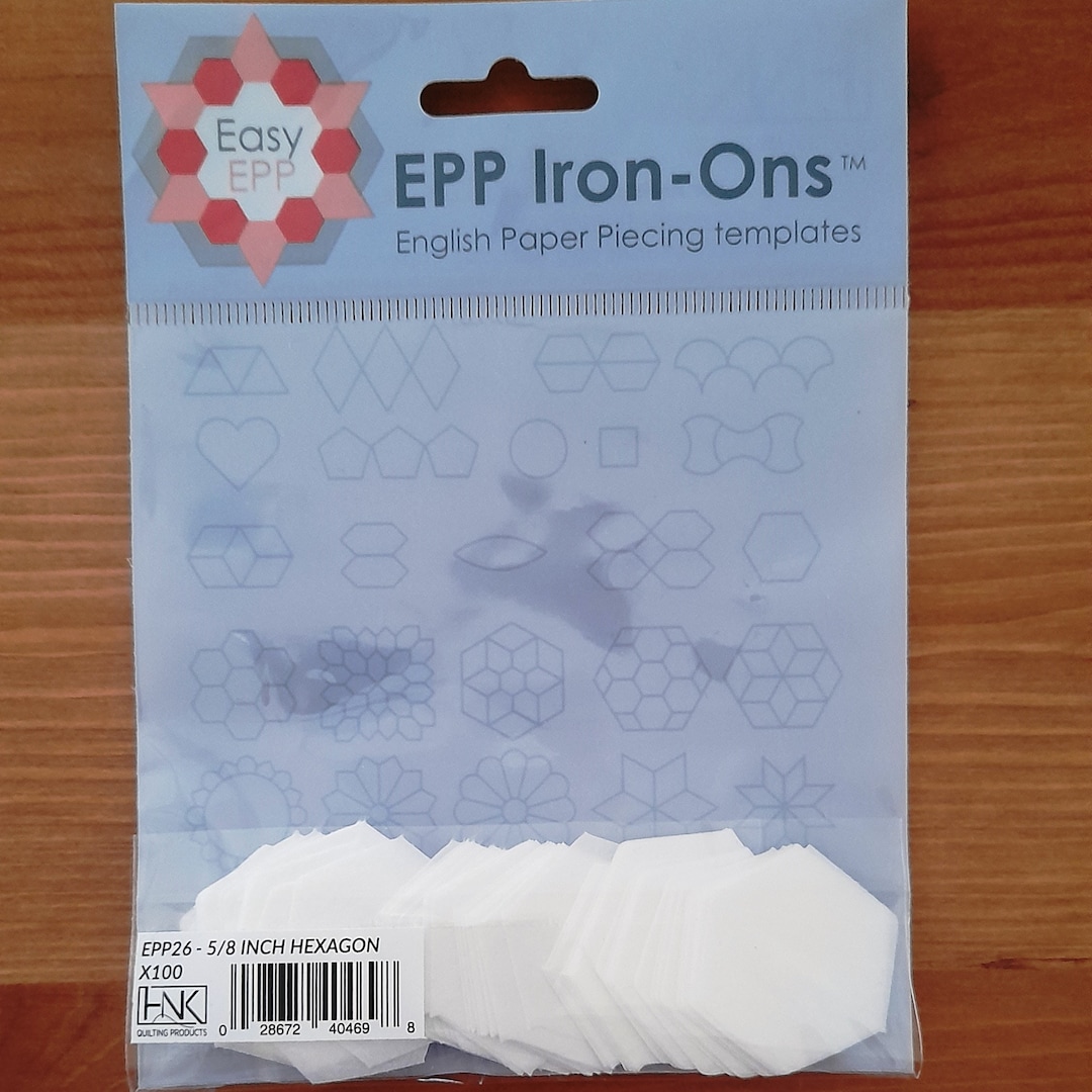 Hexagons 5/8" Pack of 100 EPP Papers Fusible Iron on English Paper ...