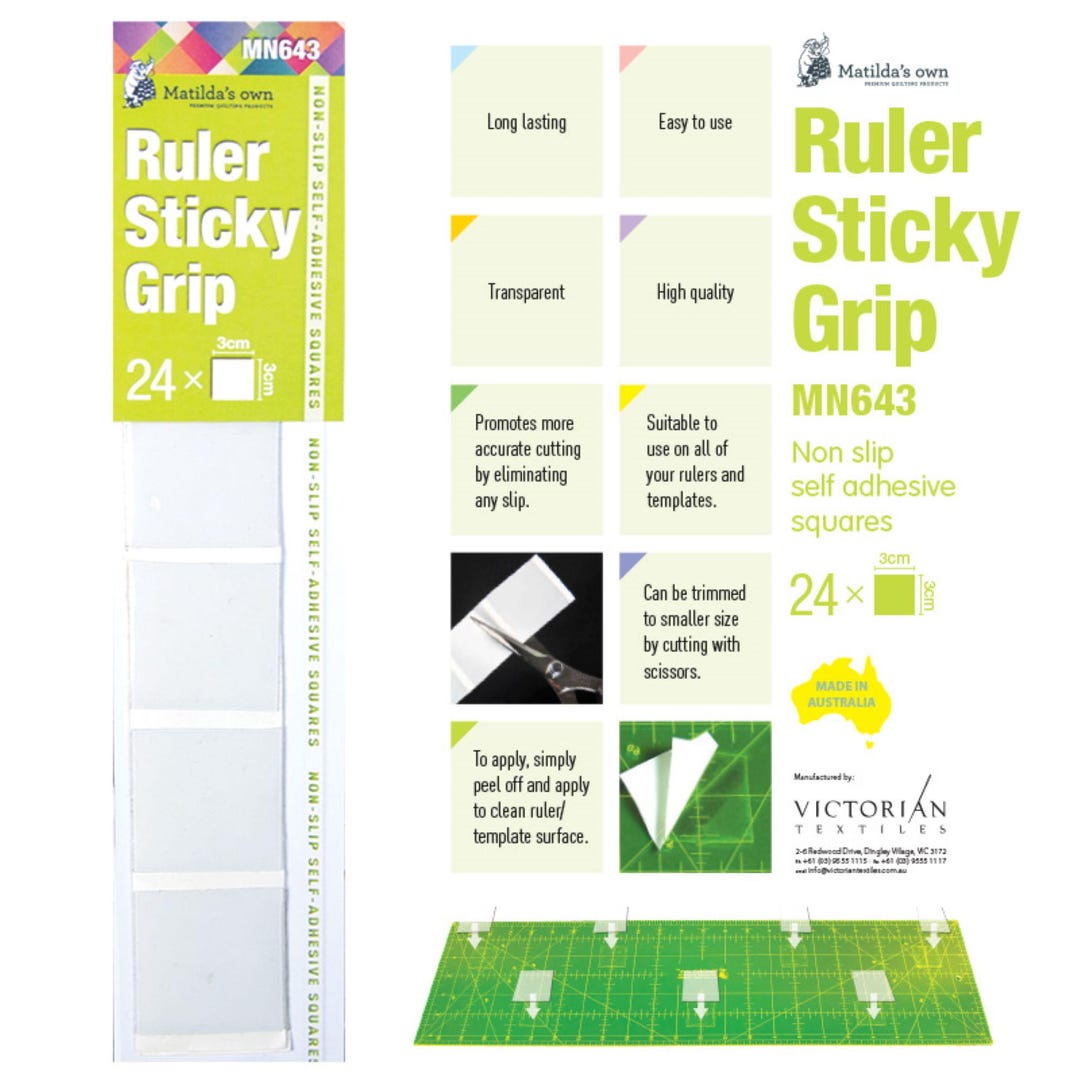 Ruler Sticky Grip 24, 3cm Squares for Rulers and Templates - Matilda's ...