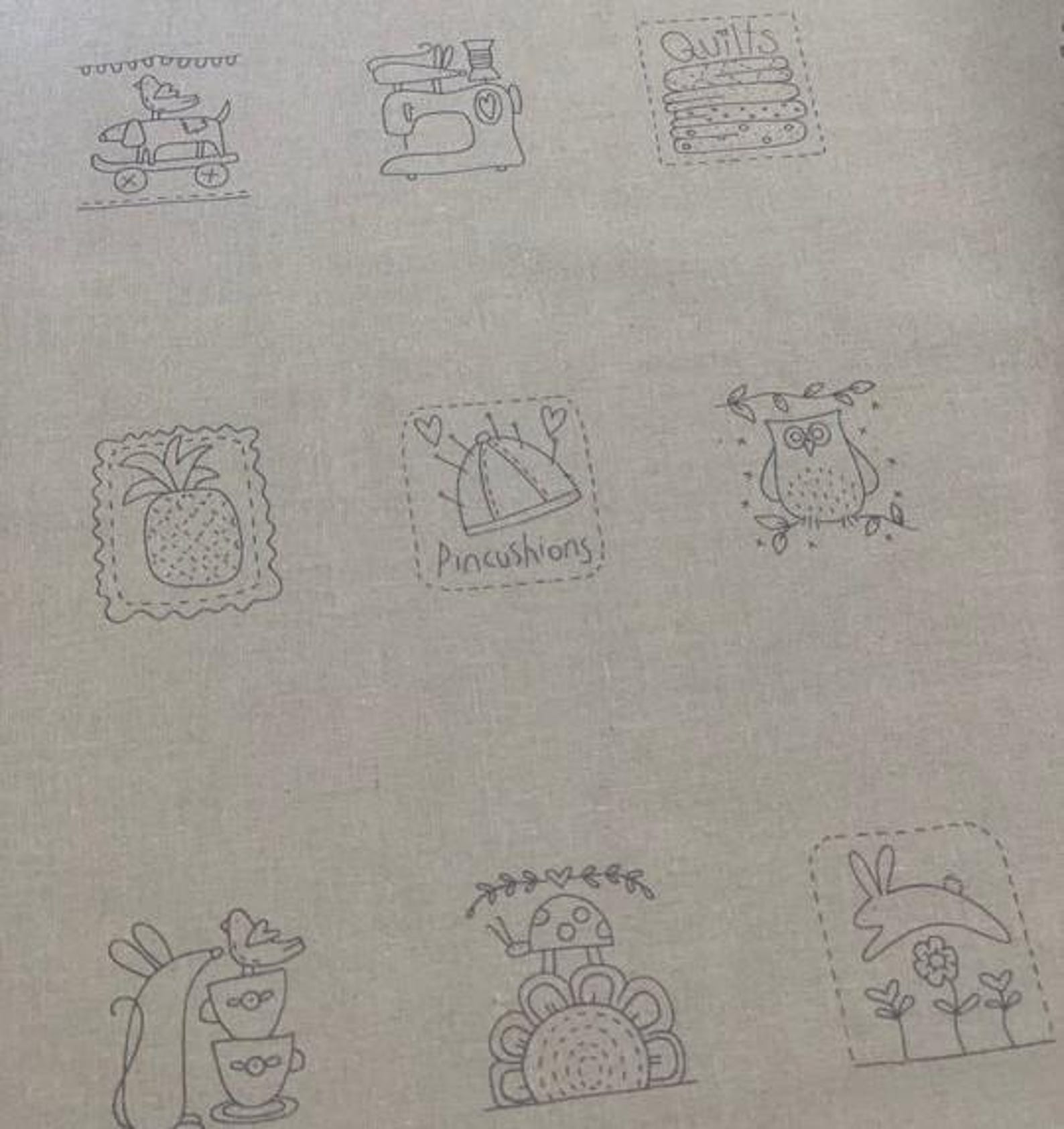 Heartstrings Pre-printed Stitchery Embroidery Panel 30 Designs Cotton ...