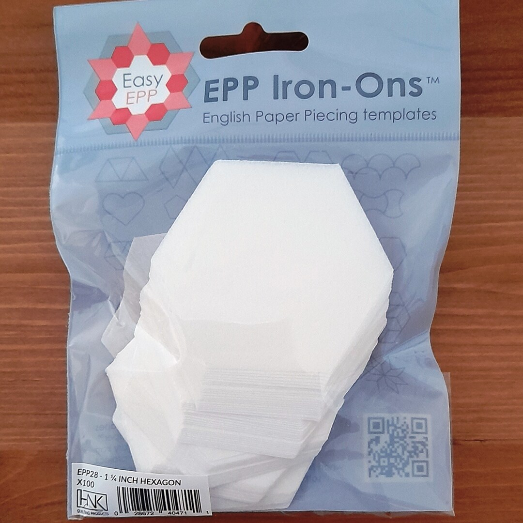 Hexagons 1 & 1/4", Pack of 100 EPP Papers Fusible Iron on English Paper ...