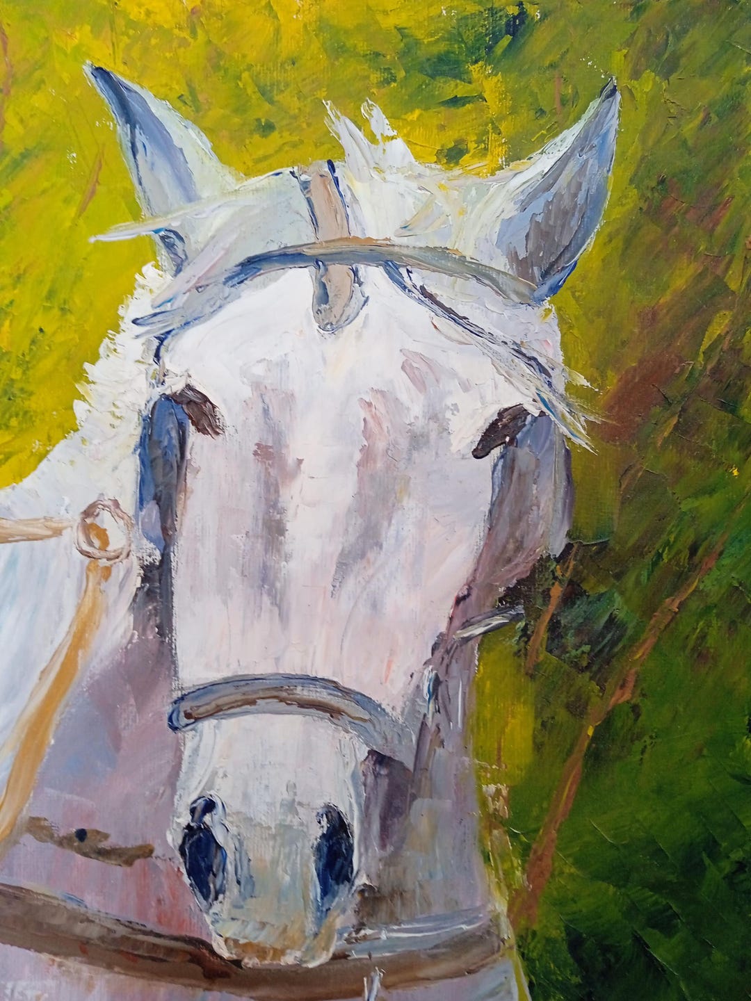 Oil Painting With Knife, Animal, Mare's Head, Horse Riding, Nature. - Etsy