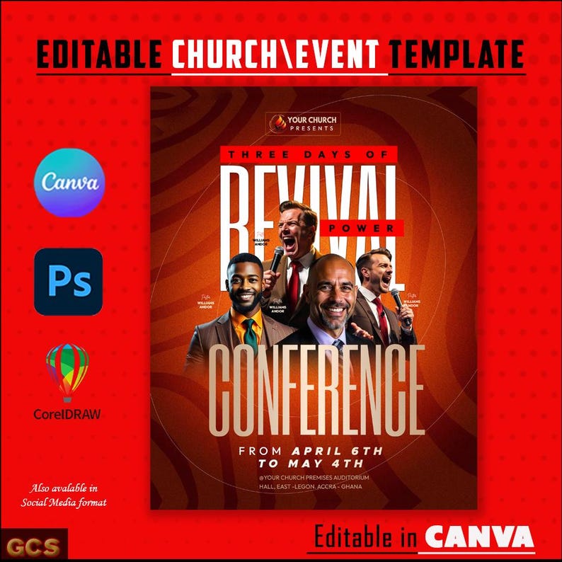 Editable Church Flyer | Church Flyer Template, Editable on Canva, Corel ...