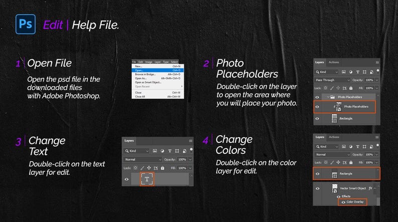 Smudge Text Effect: Editable Photoshop PSD Template (digital Download ...