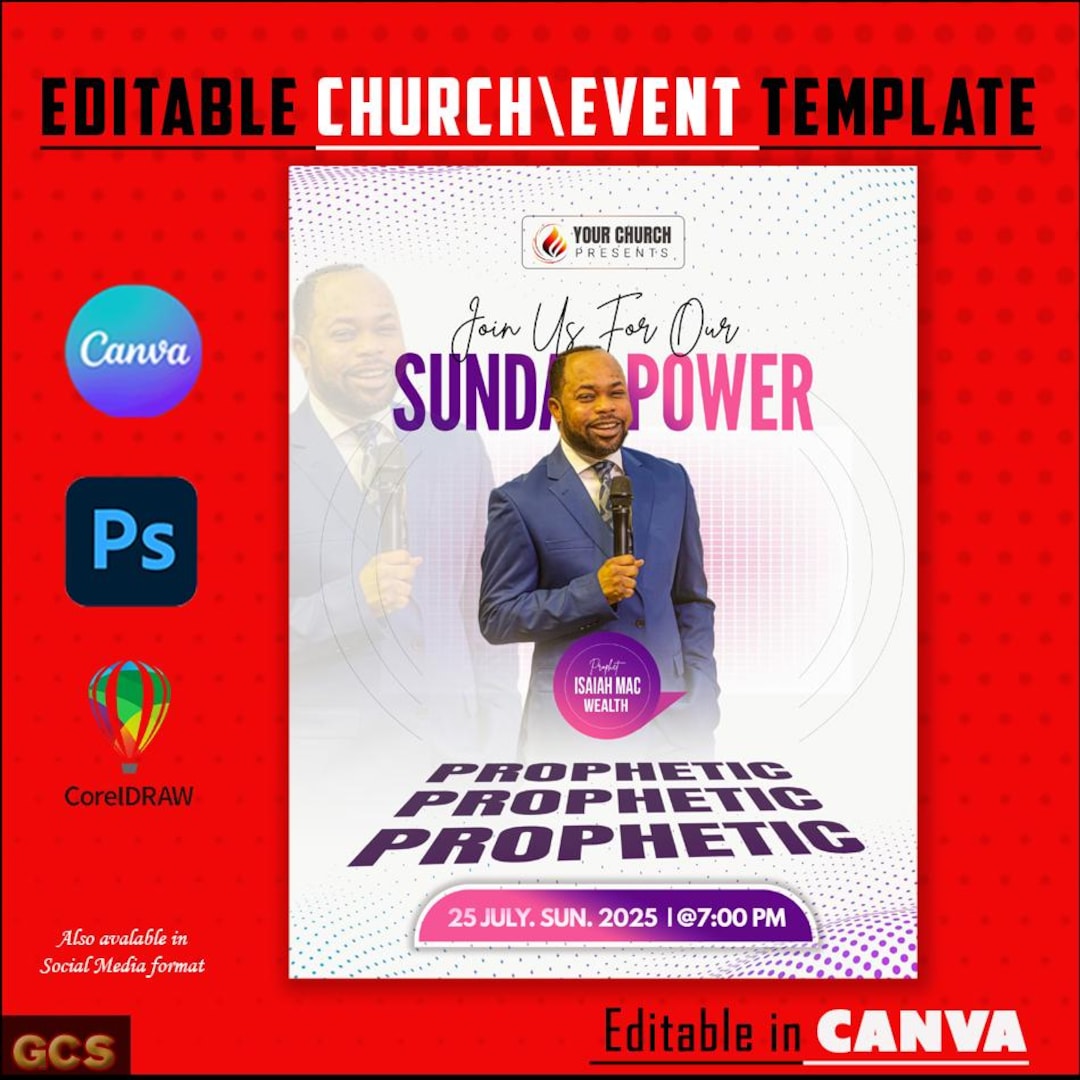 Editable Canva Prophetic Sunday Church Flyer | Church Flyer Template ...