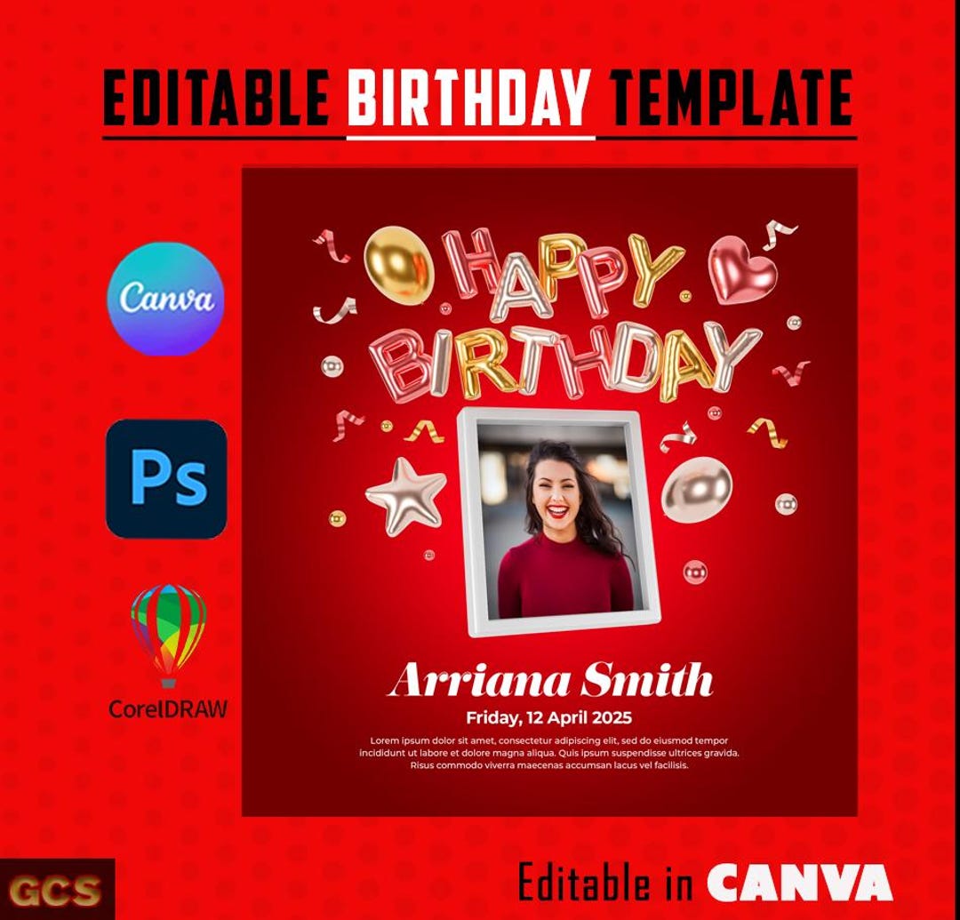 Editable Happy Birthday Flyer Template – Fun Balloon Theme | Canva ...