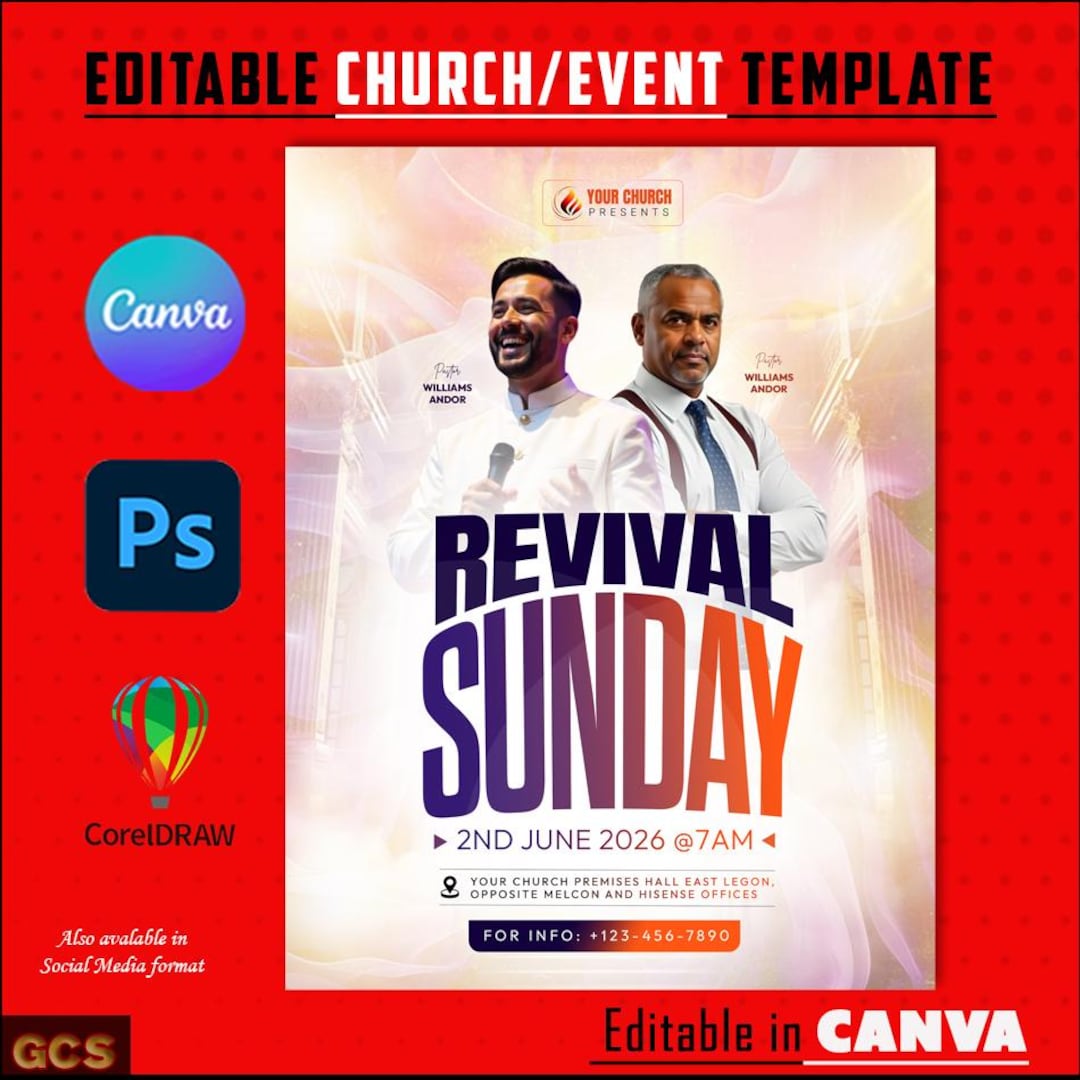 Editable Church Flyer | Church Flyer Template, Editable on Canva, Corel ...