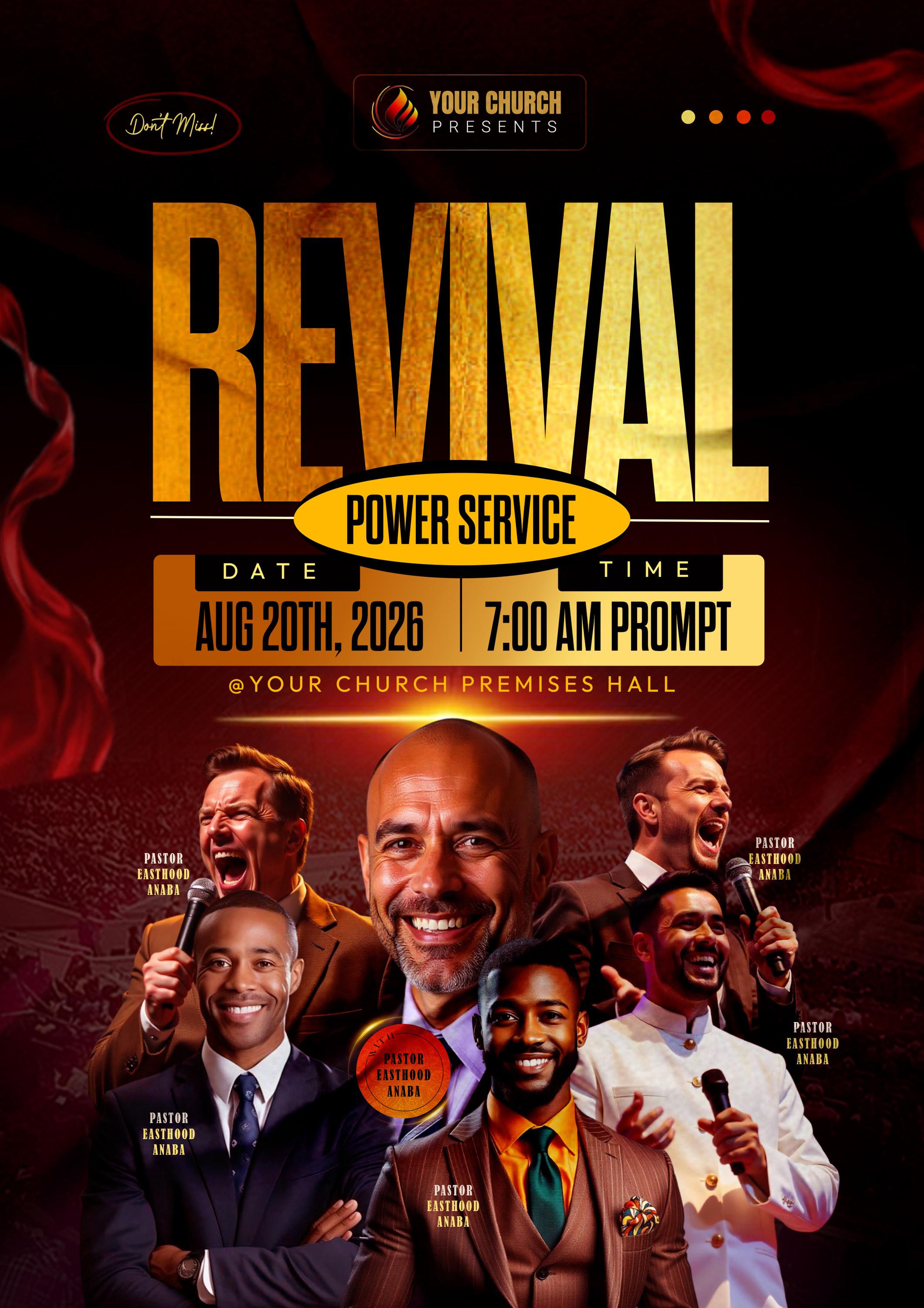 Canva Church Revival Flyer Template | Editable Power Service Event ...