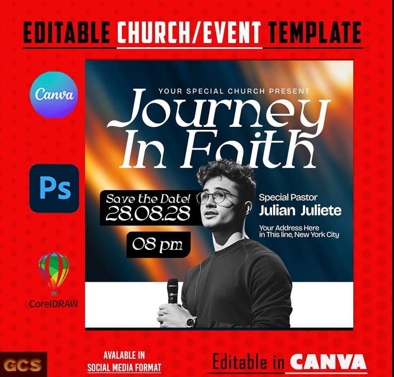 Editable Church/event Flyer Template | Journey Faith Poster | Canva ...