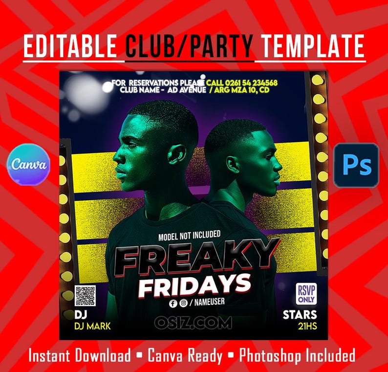 Neon Nightlife Party Flyer Template: Editable Club Event Design (canva ...