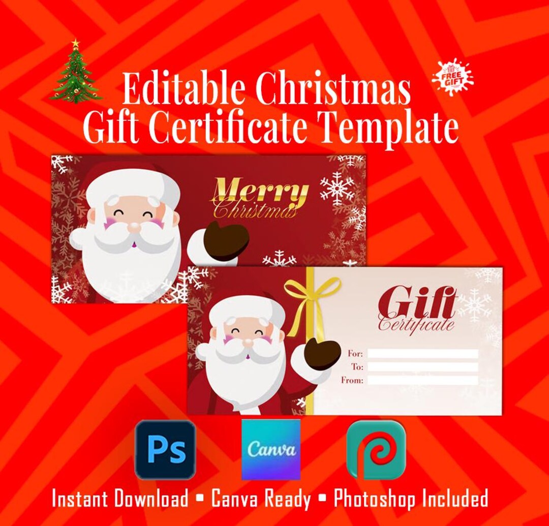Printable Christmas Gift Certificate | Editable Holiday Voucher | Free ...