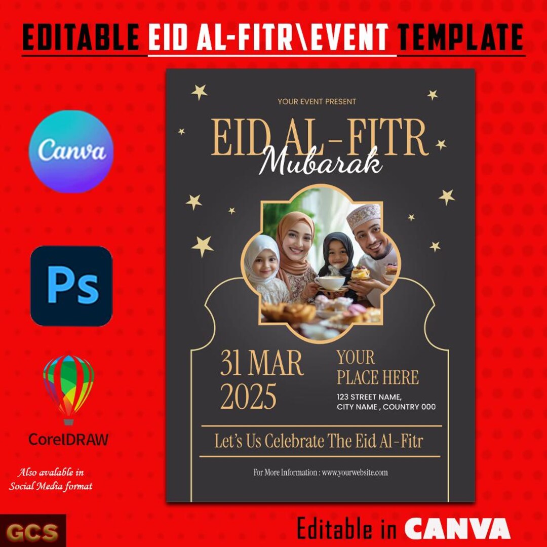 Customizable Eid Al-fitr Flyer | Islam Event Flyer Template, Editable ...