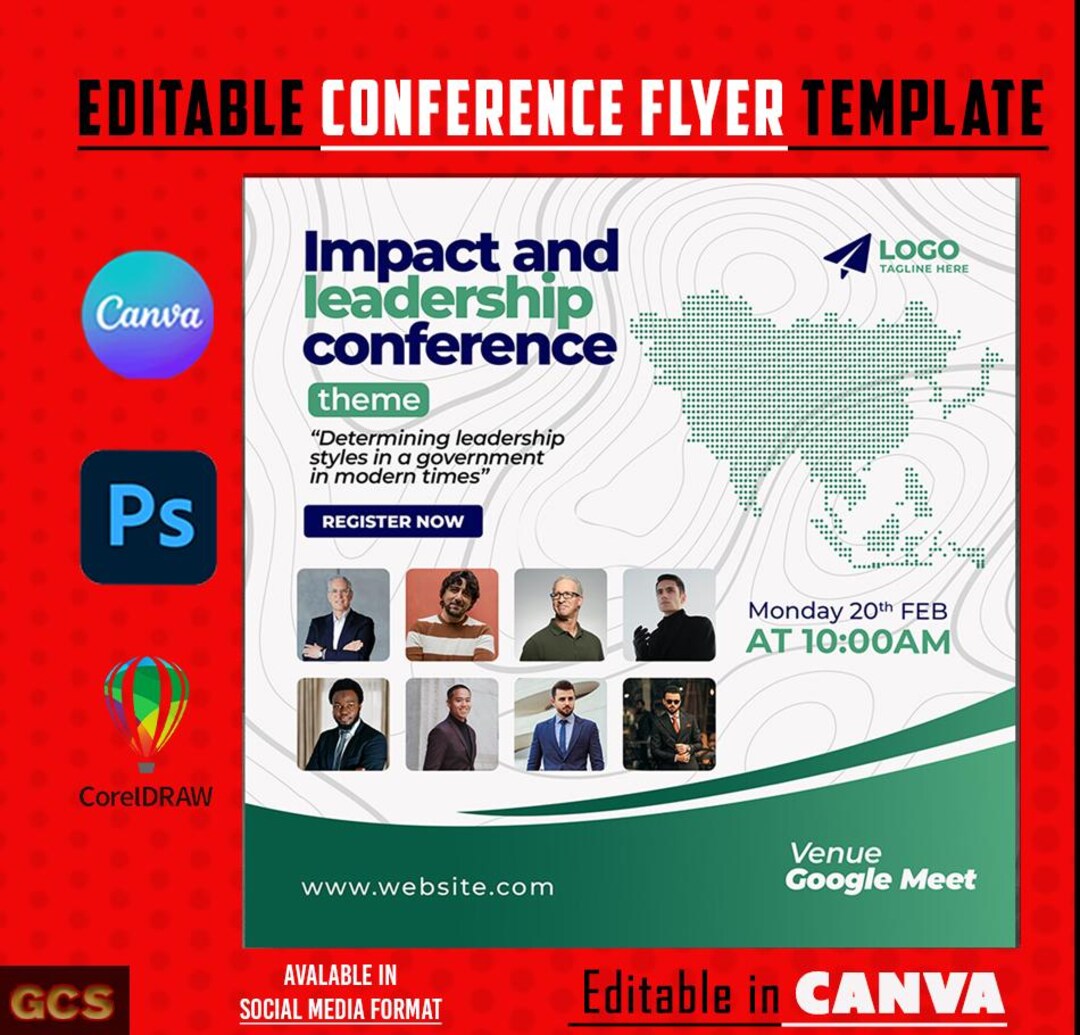 Editable Leadership Conference Flyer Template: Canva, PSD & Coreldraw ...