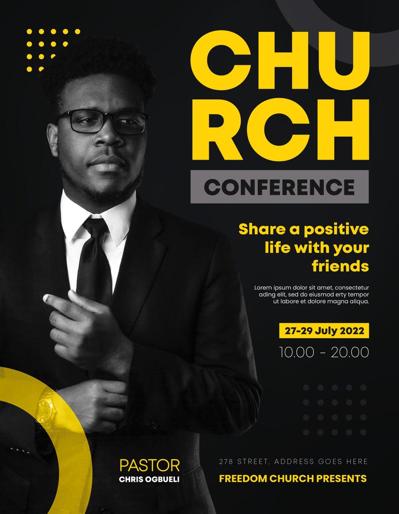 Modern Church Flyer Template: Editable in Canva, Photoshop, Coreldraw ...