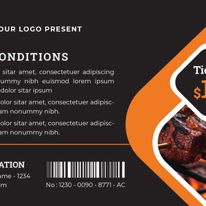 Customizable Barbeque Party Ticket Design | Instant Download, Editable ...