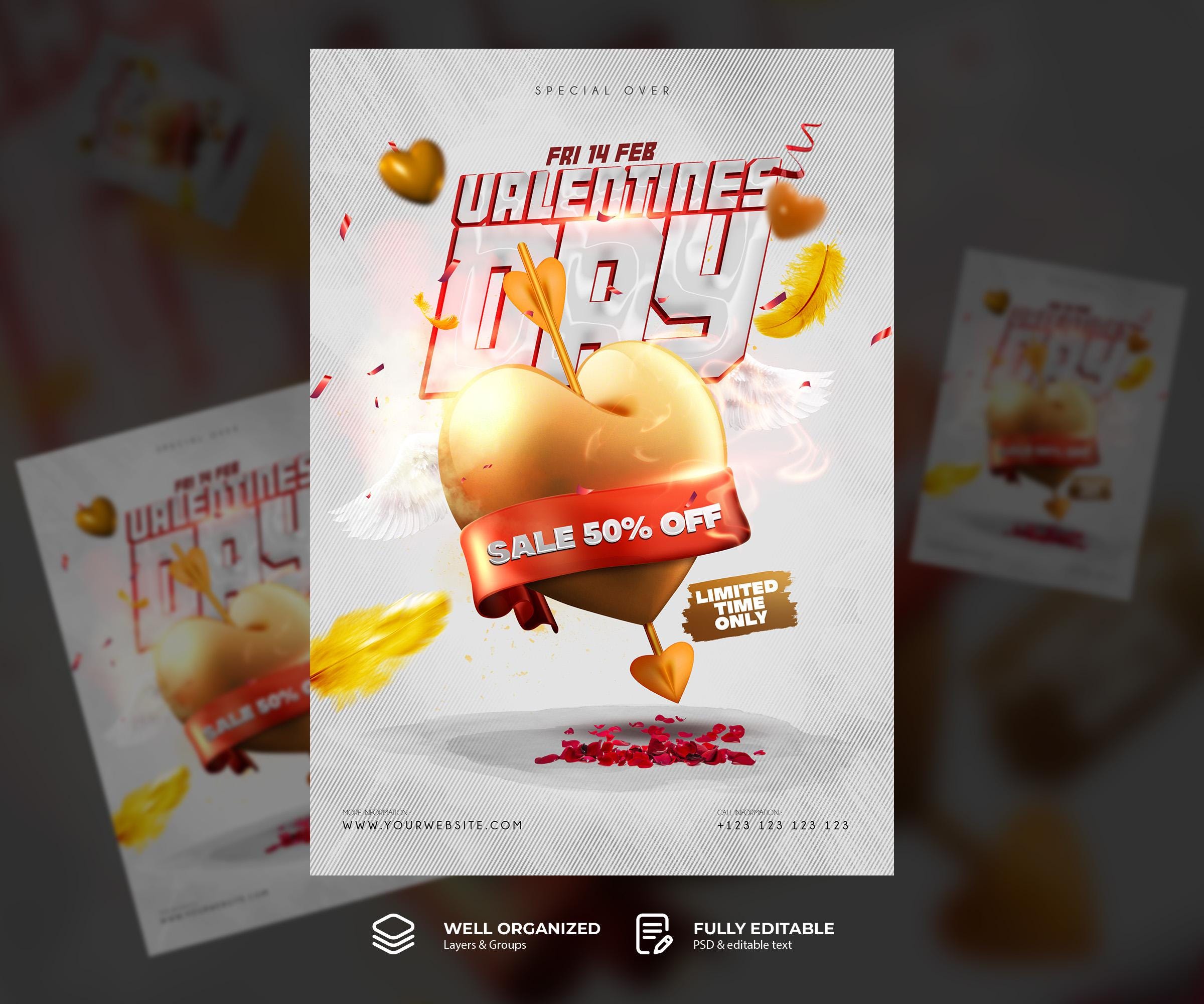 Valentine's Day Promotion Flyer Template: Editable in Canva, Photoshop ...