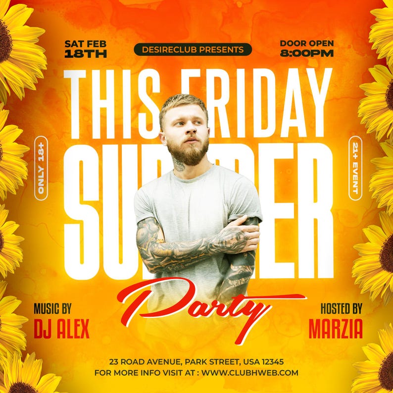 Editable Club Party Flyer Template: Canva, PSD, Coreldraw (instant ...