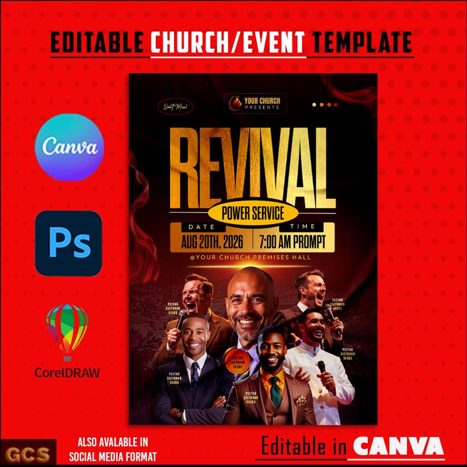 Church Revival Flyer Template: Power Service Event Poster (digital ...