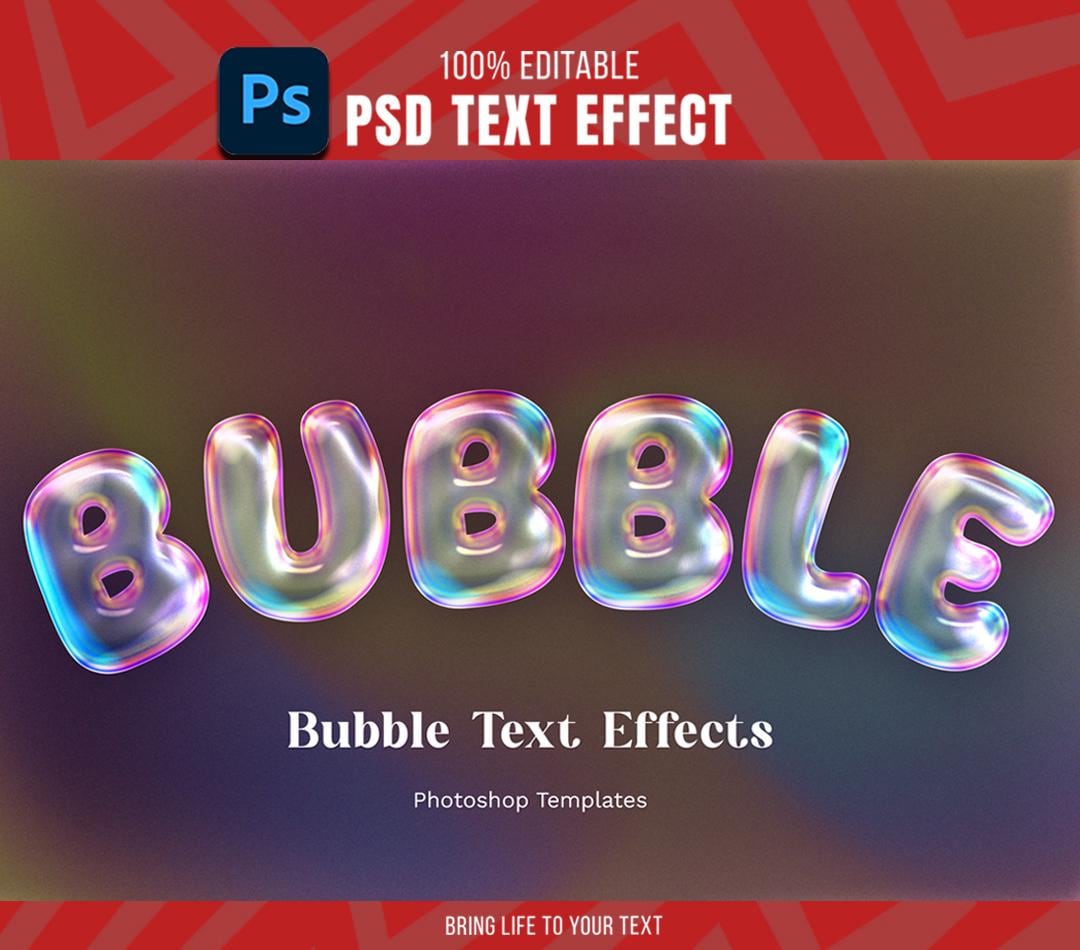 Bubble Text Effect: Editable Photoshop PSD Template (instant Download ...