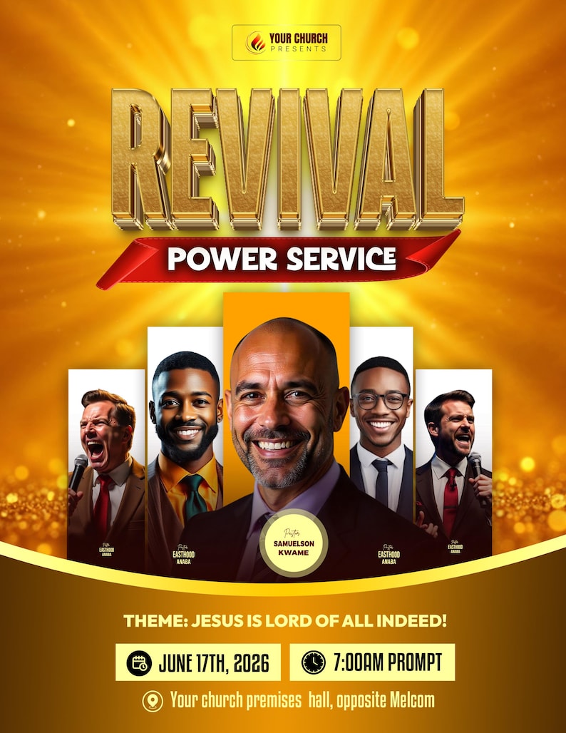 Editable Church Revival Flyer | Canva & Photoshop Template (digital ...