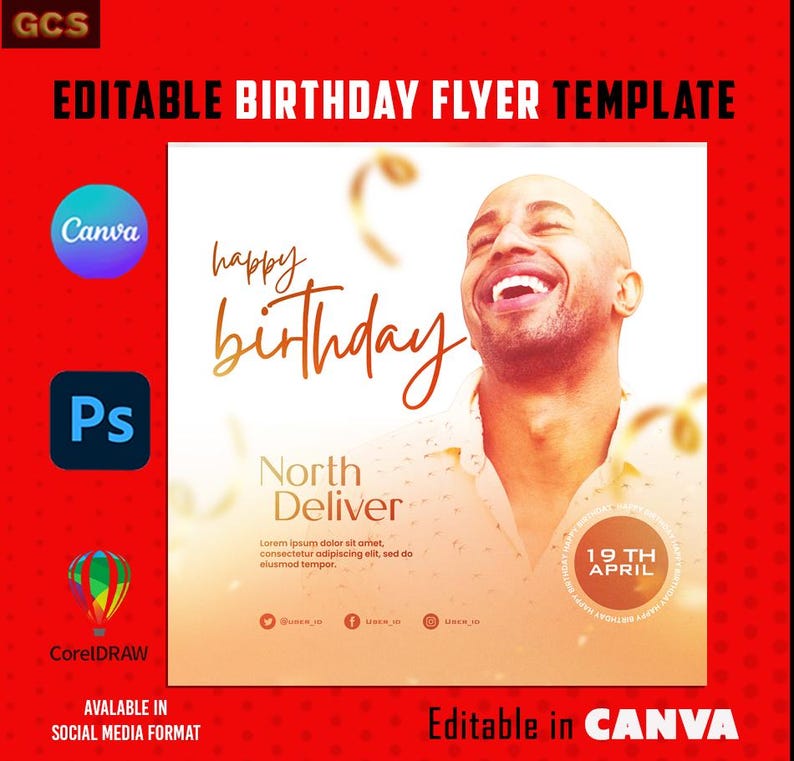 Modern Editable Birthday Flyer Template – Canva, Photoshop & Coreldraw ...