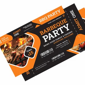 Customizable Barbeque Party Ticket Design | Instant Download, Editable ...