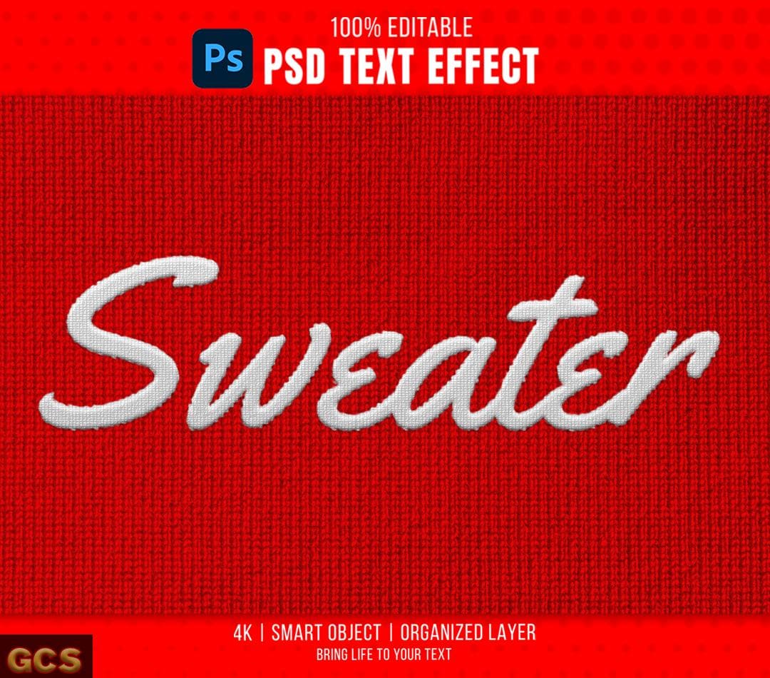 Knitted Text Effect 2025 – Editable Fabric Script Style for Photoshop | Realistic Cloth Texture ...