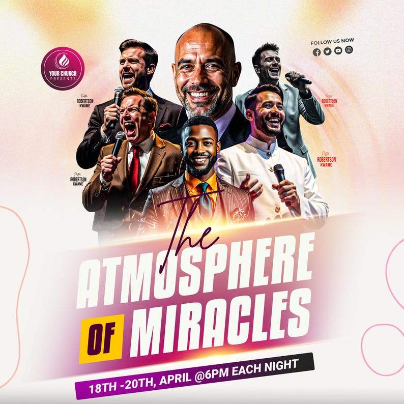 Editable Church Flyer – Atmosphere of Miracles Revival Template (canva ...