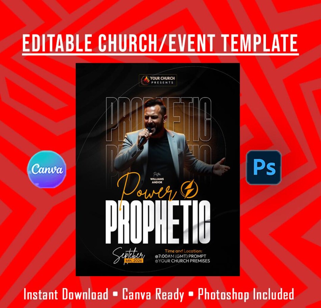 Editable Church Flyer Template | Prophetic Event Poster | Canva ...