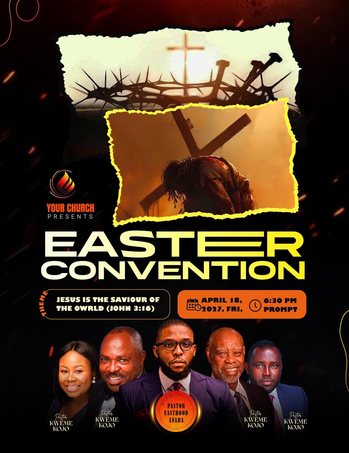 Editable Easter Church Event Flyer Template | Canva, PSD, Coreldraw ...