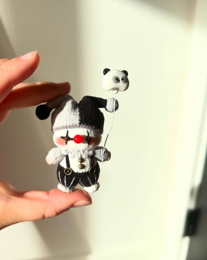 Crocheted Miniature Circus Clown: One-of-a-kind Toy (2") | Mime Pip - Etsy
