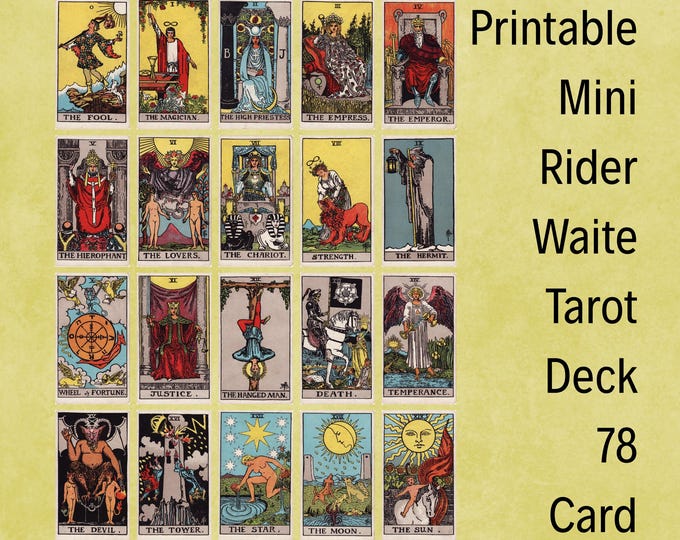 Mini Tarot Card Printable Set With Back Prints, Miniature Tarot Card ...
