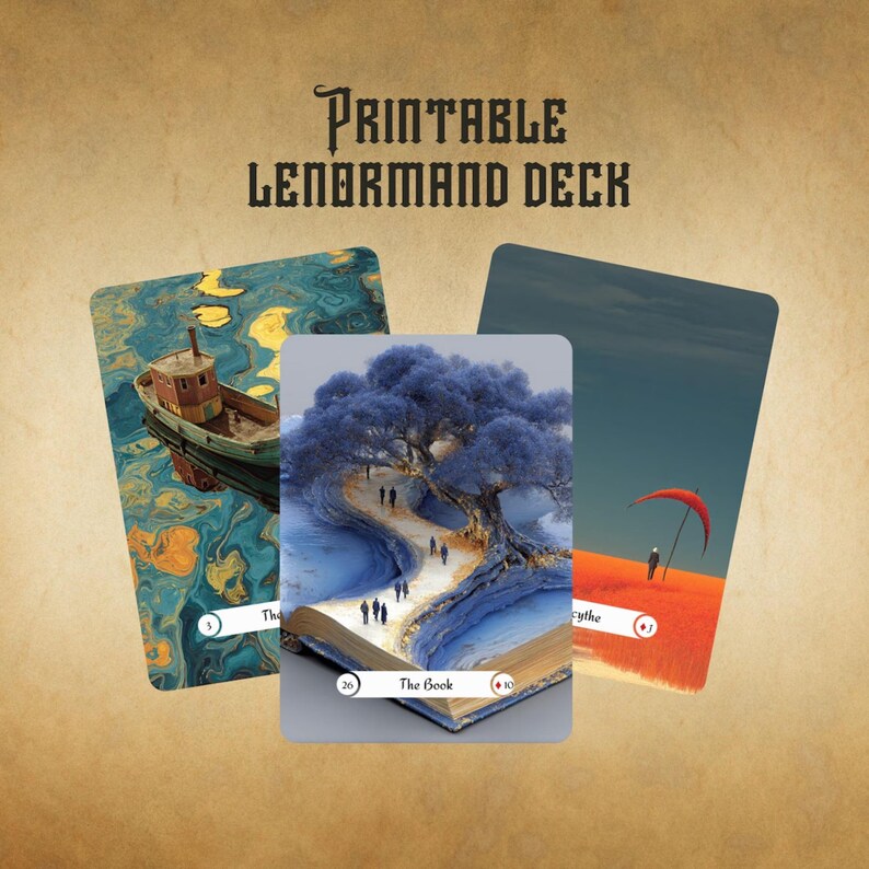 Lenormand Cards Deck Bundle: 5 Printable Decks + Witchy Stickers ...