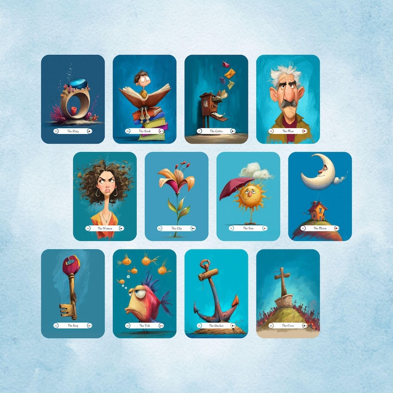 Printable Lenormand Deck: Funny Cartoon Oracle Cards (digital Download ...