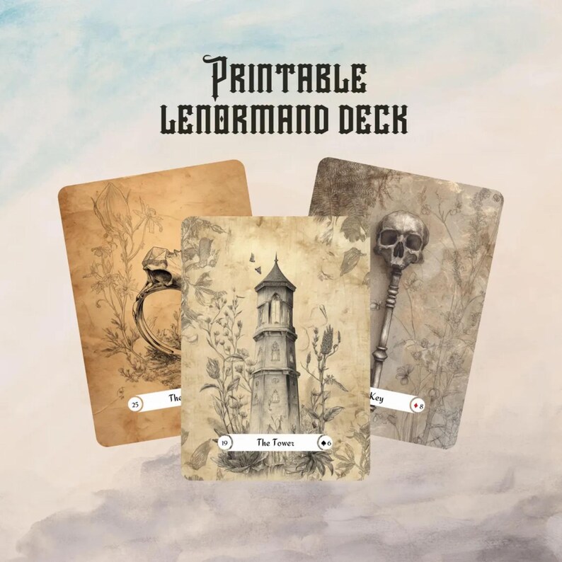 Lenormand Cards Deck Bundle: 5 Printable Decks + Witchy Stickers ...