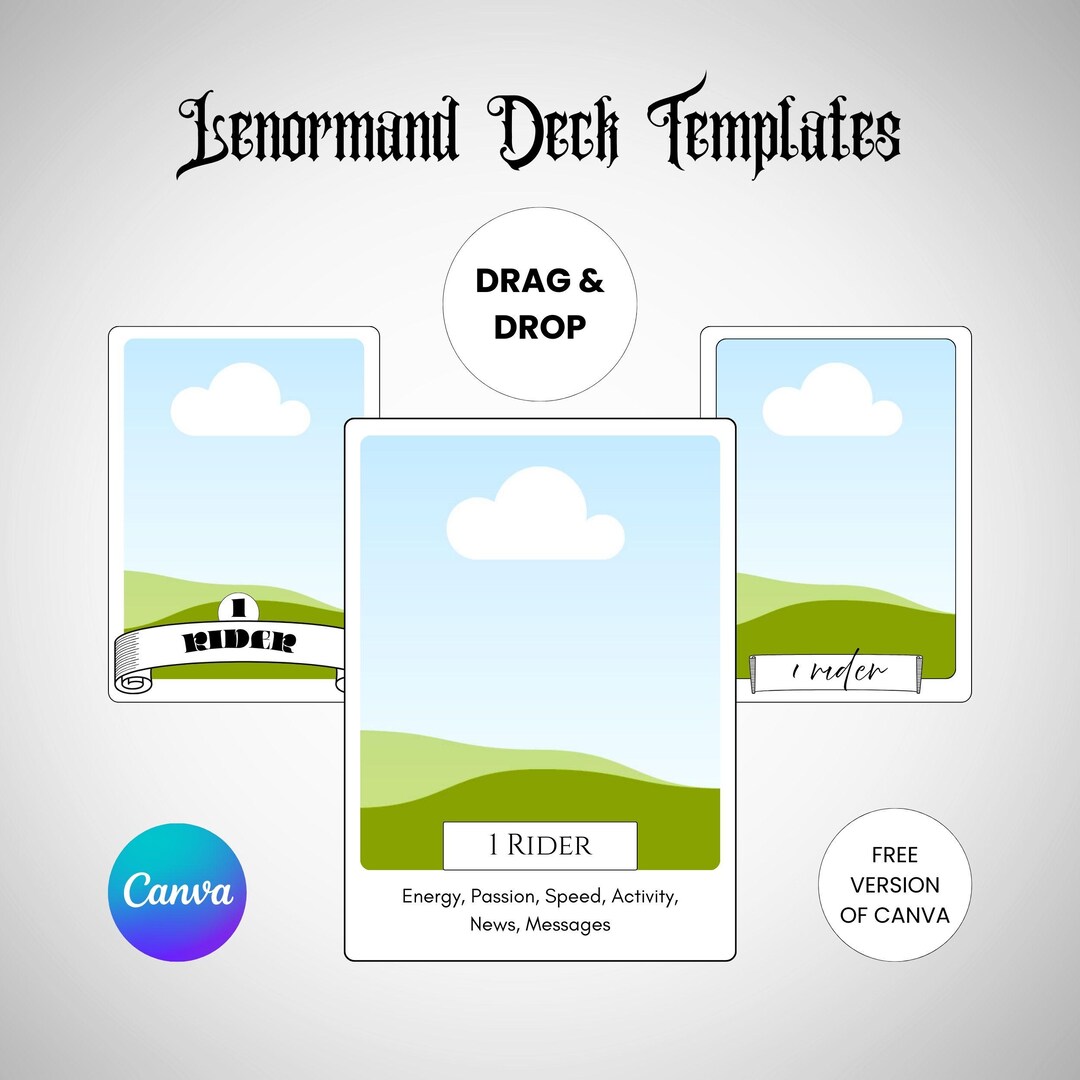 Lenormand Deck Canva Template, Editable Oracle Card Template, Printable ...