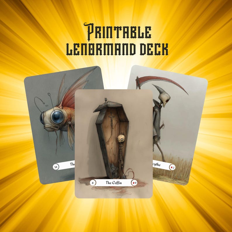 Dark Fantasy Lenormand Deck: Hand Drawn Divination Cards (digital ...