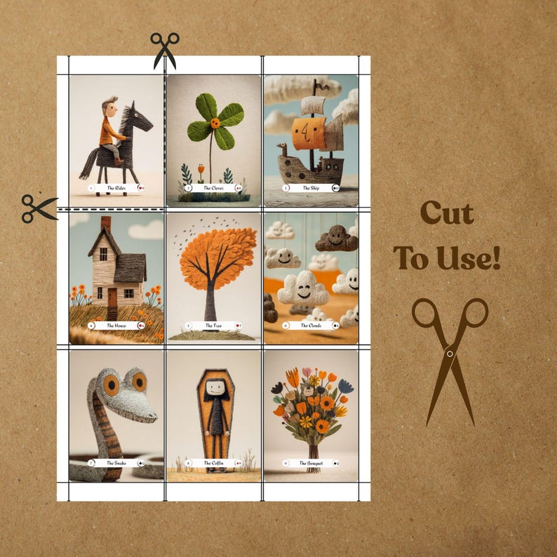 Printable Whimsical Lenormand Deck, Fortune Telling Cards (digital ...
