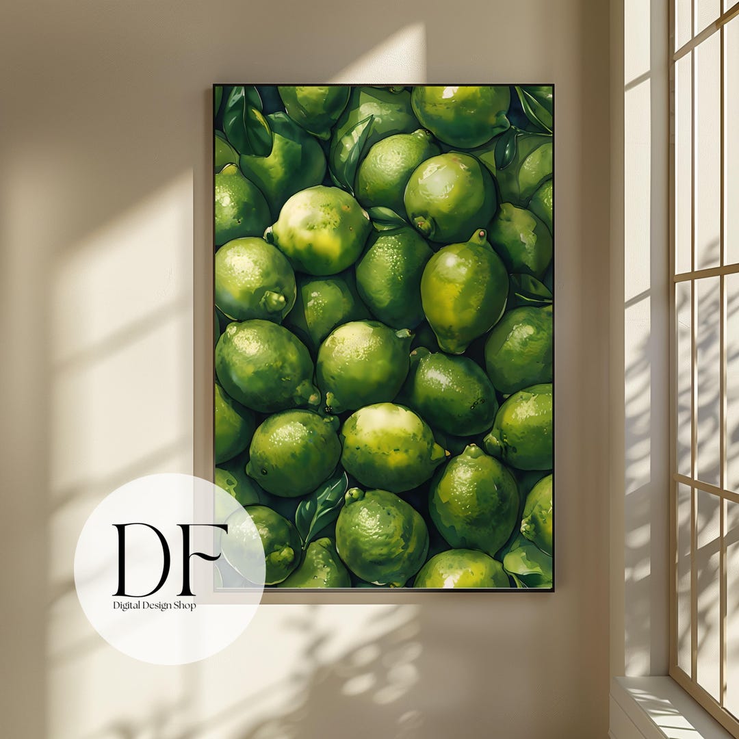 Lime Wall Art Printable | Green Citrus Kitchen Decor | Lime Fruit ...