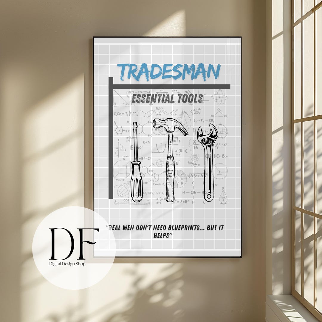 Blueprint Tool Wall Art - Printable Workshop Decor, Mechanic Garage ...
