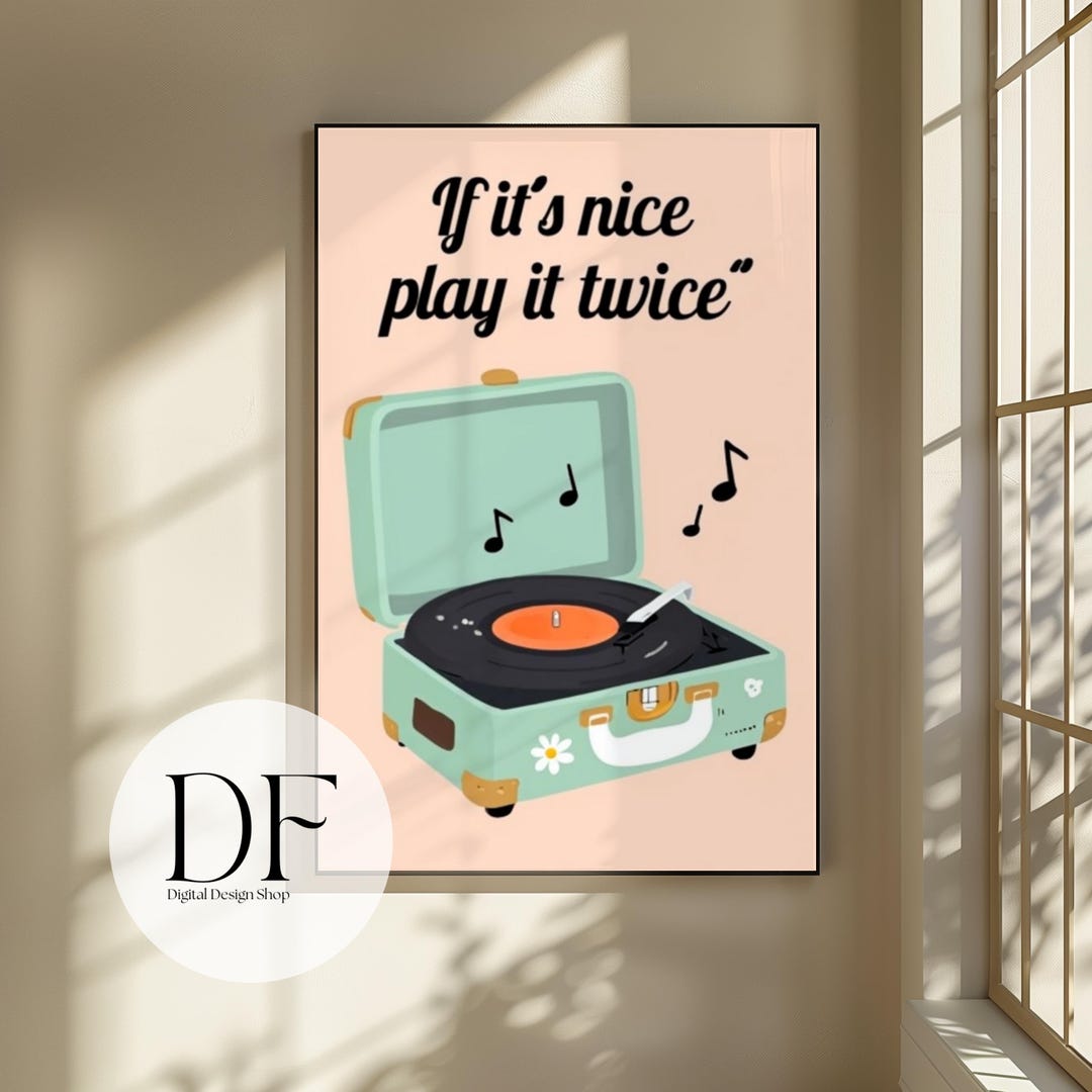Retro Vinyl Record Player Artprint Poster Vintage Music Print, Pastel ...